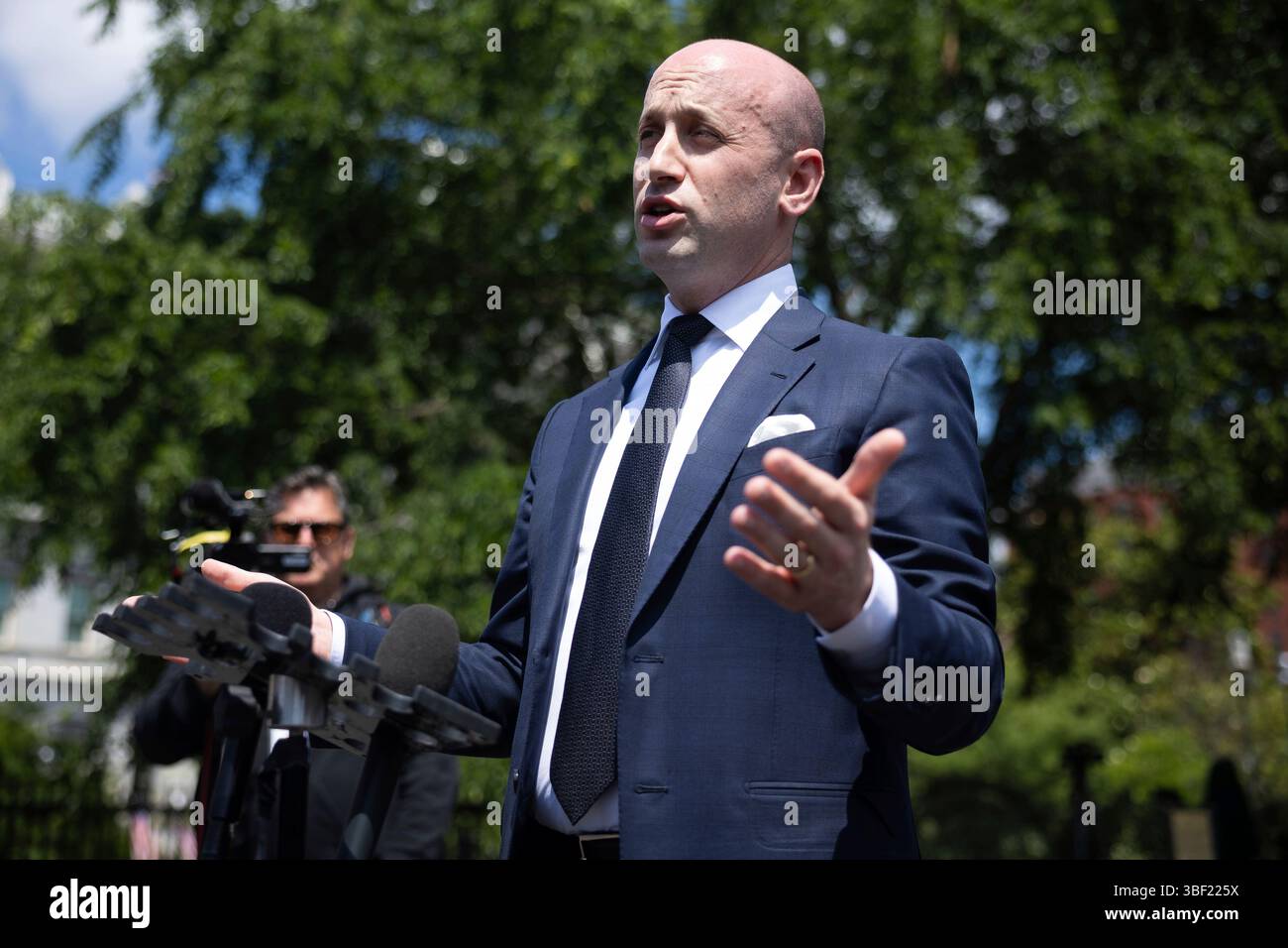 White House Deputy Chief of Staff Stephen Miller speaks with reporters ...