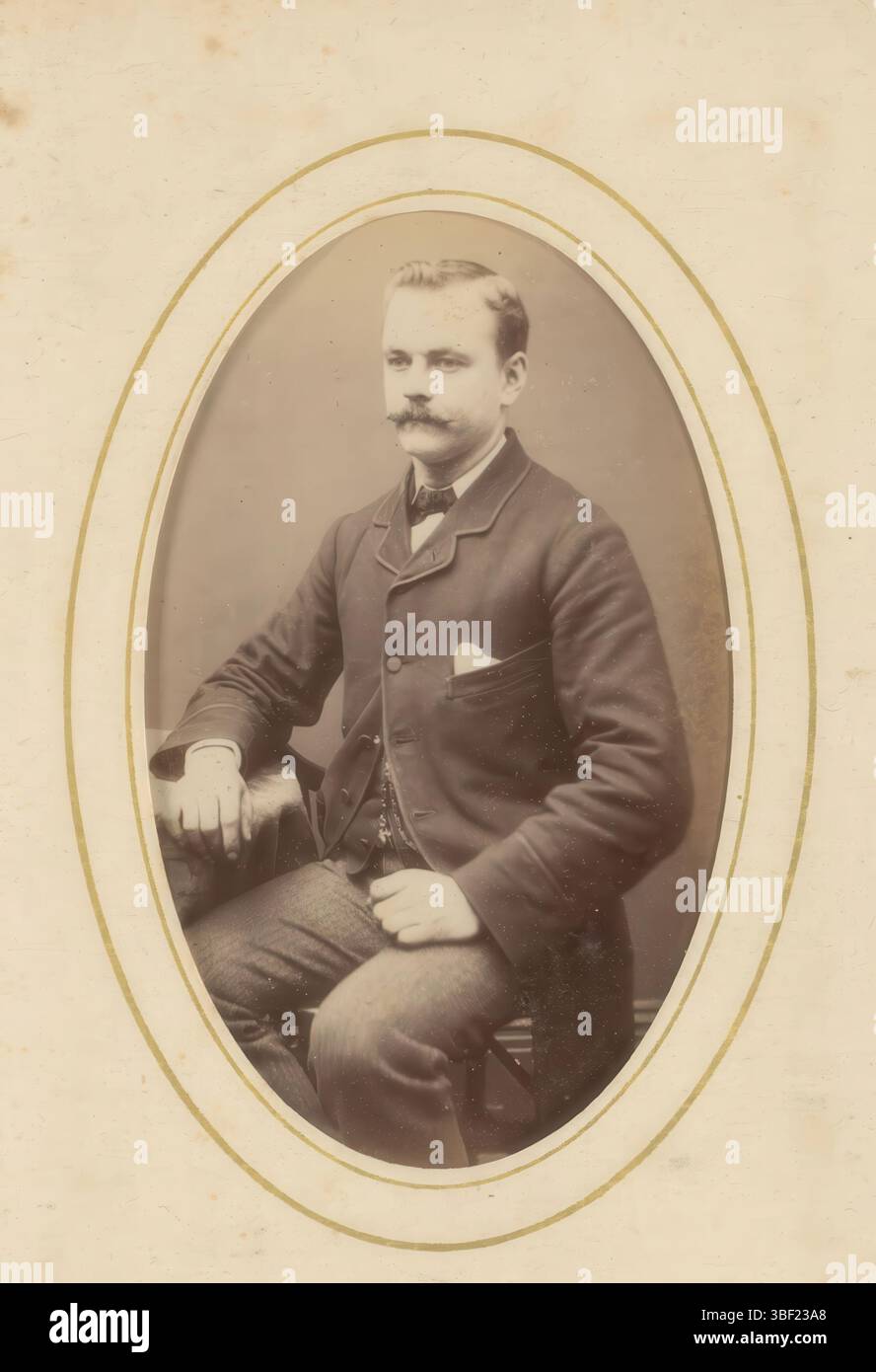 Butcher, Isaac, Portrait of a man with mustache, verso - pasted, This ...