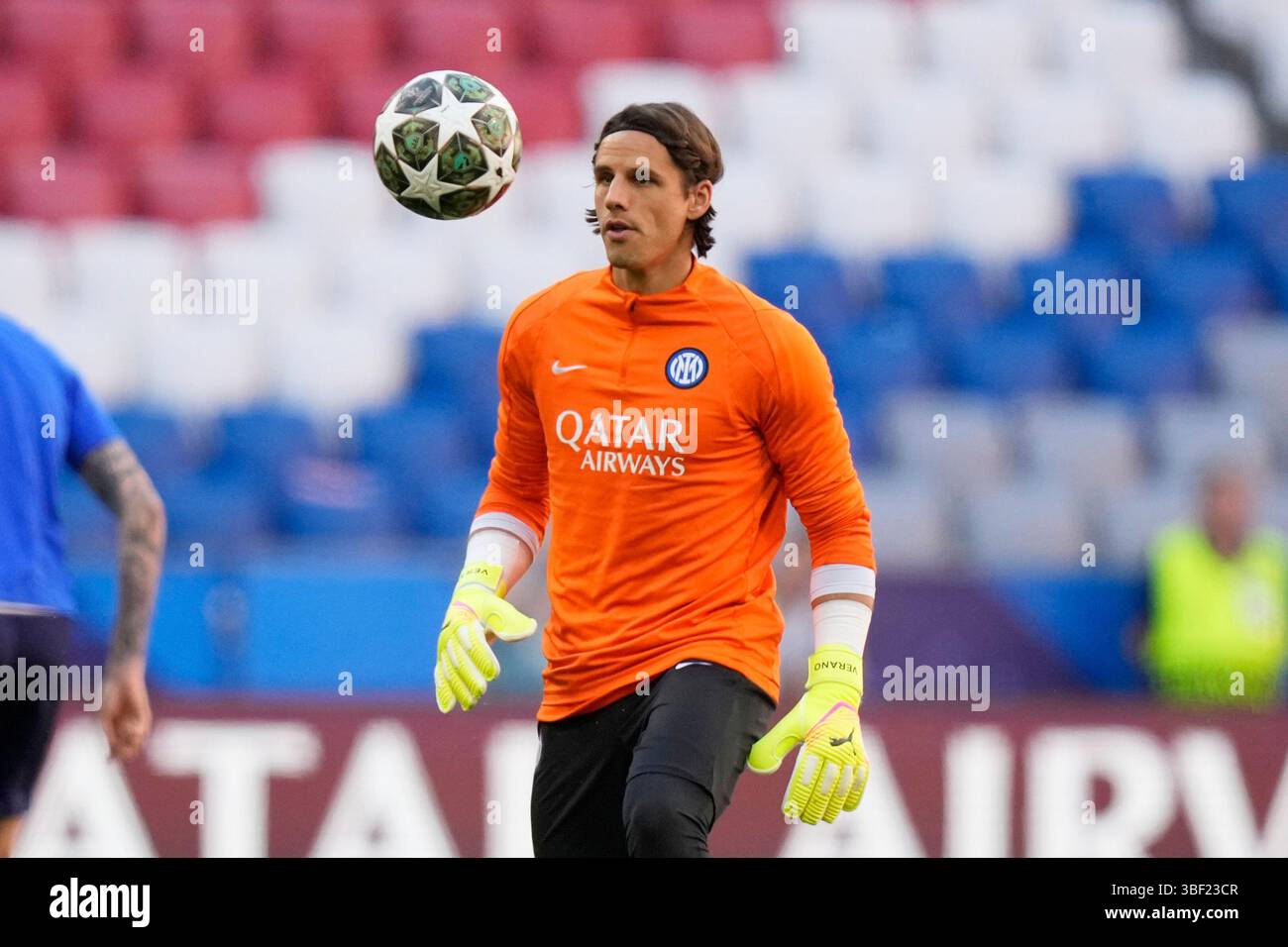 Inter Milan's goalkeeper Yann Sommer warms up during a training session ...