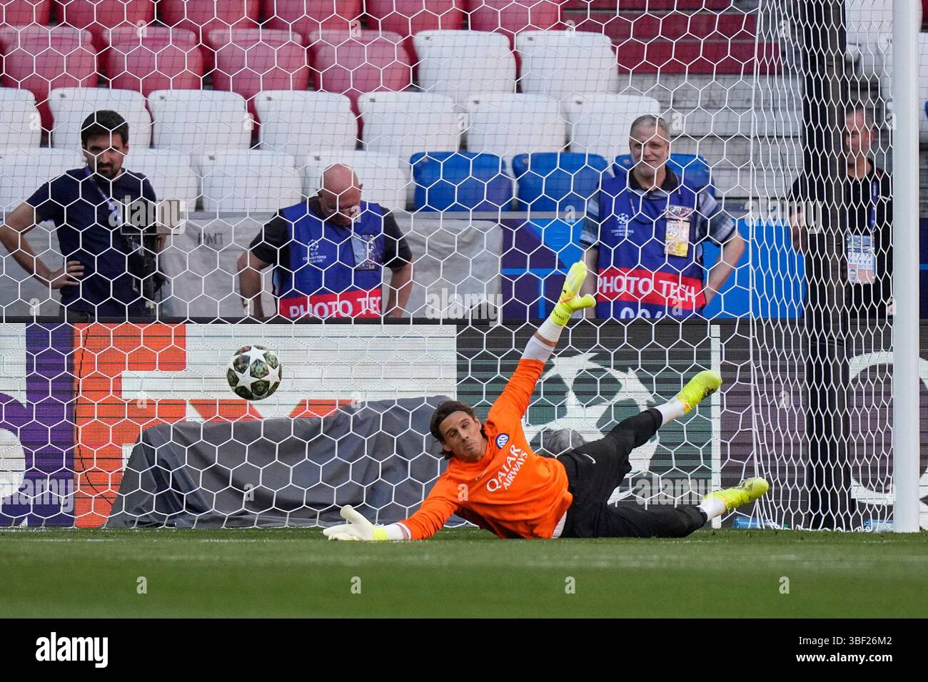 Inter Milan's goalkeeper Yann Sommer saves a shot during a training ...