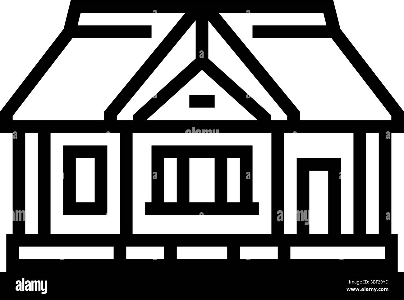 wood cabin thatched roof line icon vector illustration Stock Vector ...