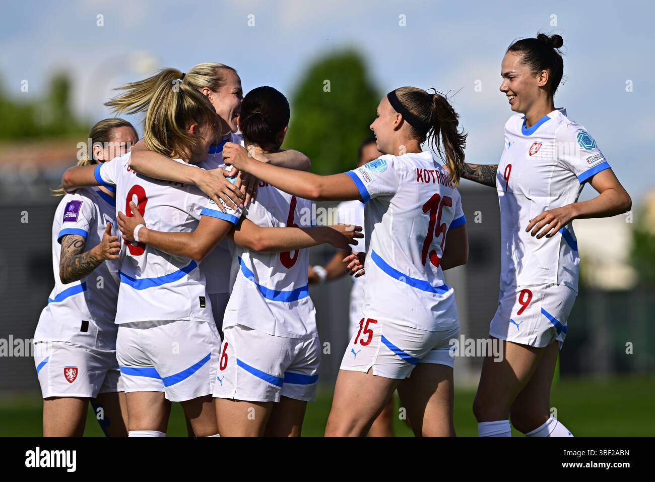 Soccer players of Czech Republic celebrate goal during the Women's ...