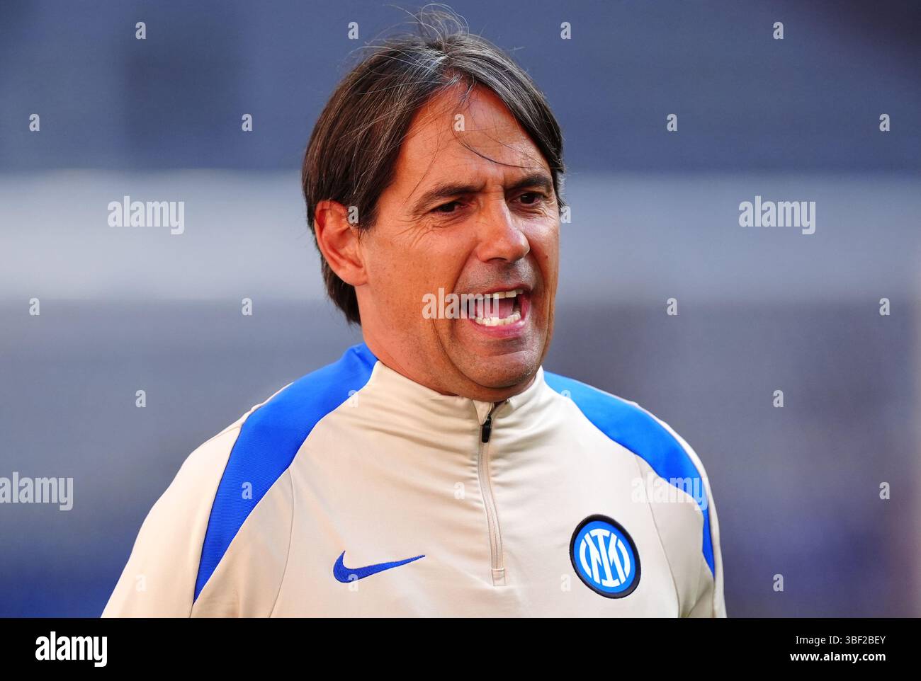 Inter Milan manager Simone Inzaghi during a training session at the ...