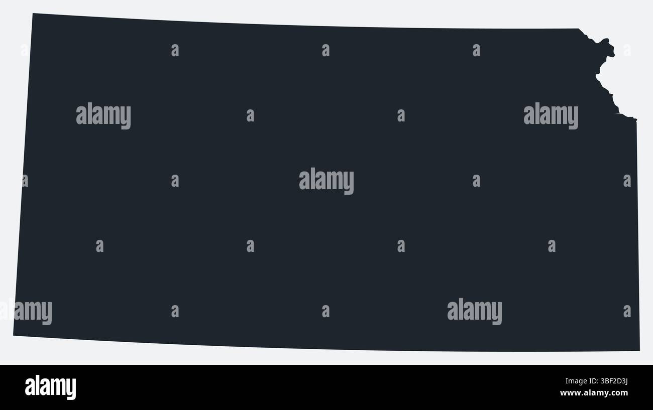 Kansas map. Just a simple border map. Shape of the state. Flat blank ...
