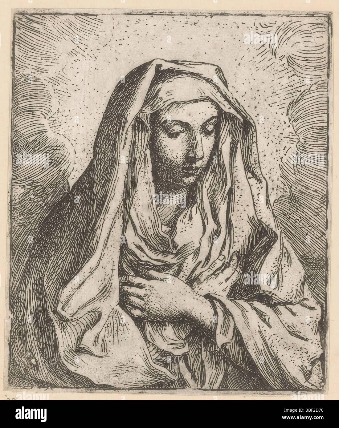 Italy, Sirani, Elisabetta, Maria, Italy, verso - stamped, Bust of Mary ...