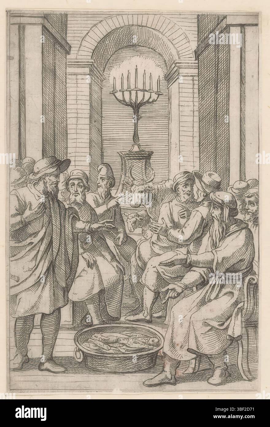 Italy, Life of Simon of Trente, Jewish men in a temple, Italy, verso ...