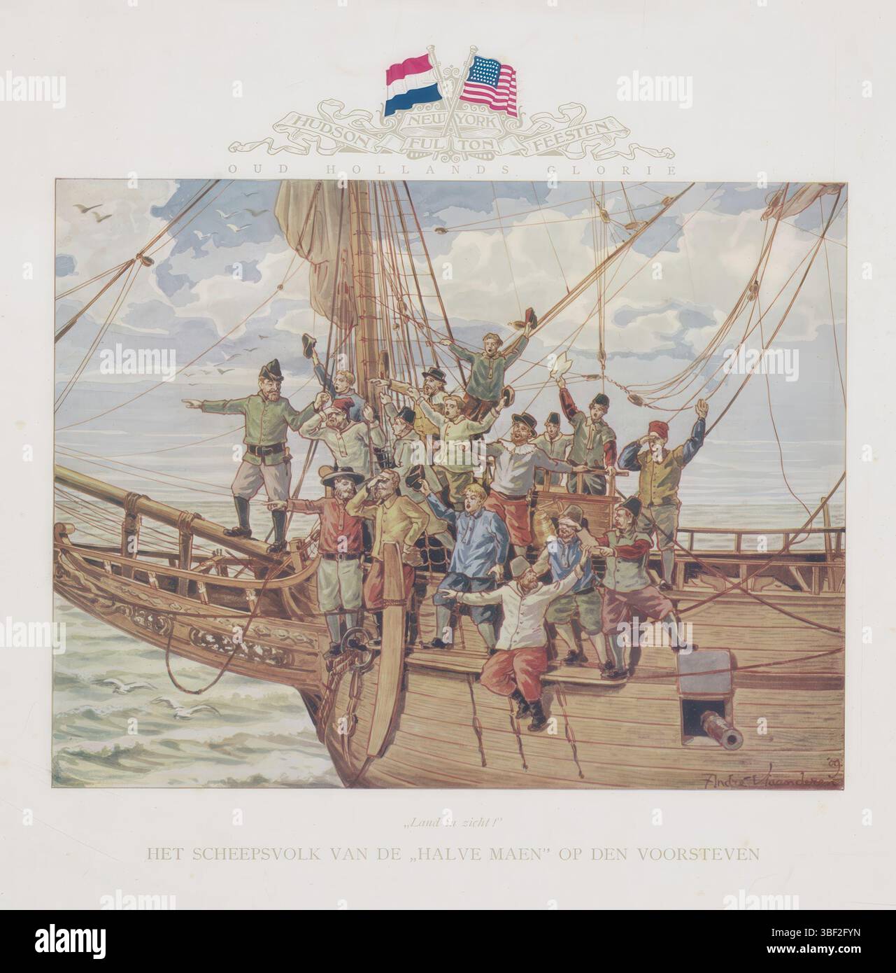 Netherlands, Flanders, André, 'Land in sight !' The crew of the 'Halve ...