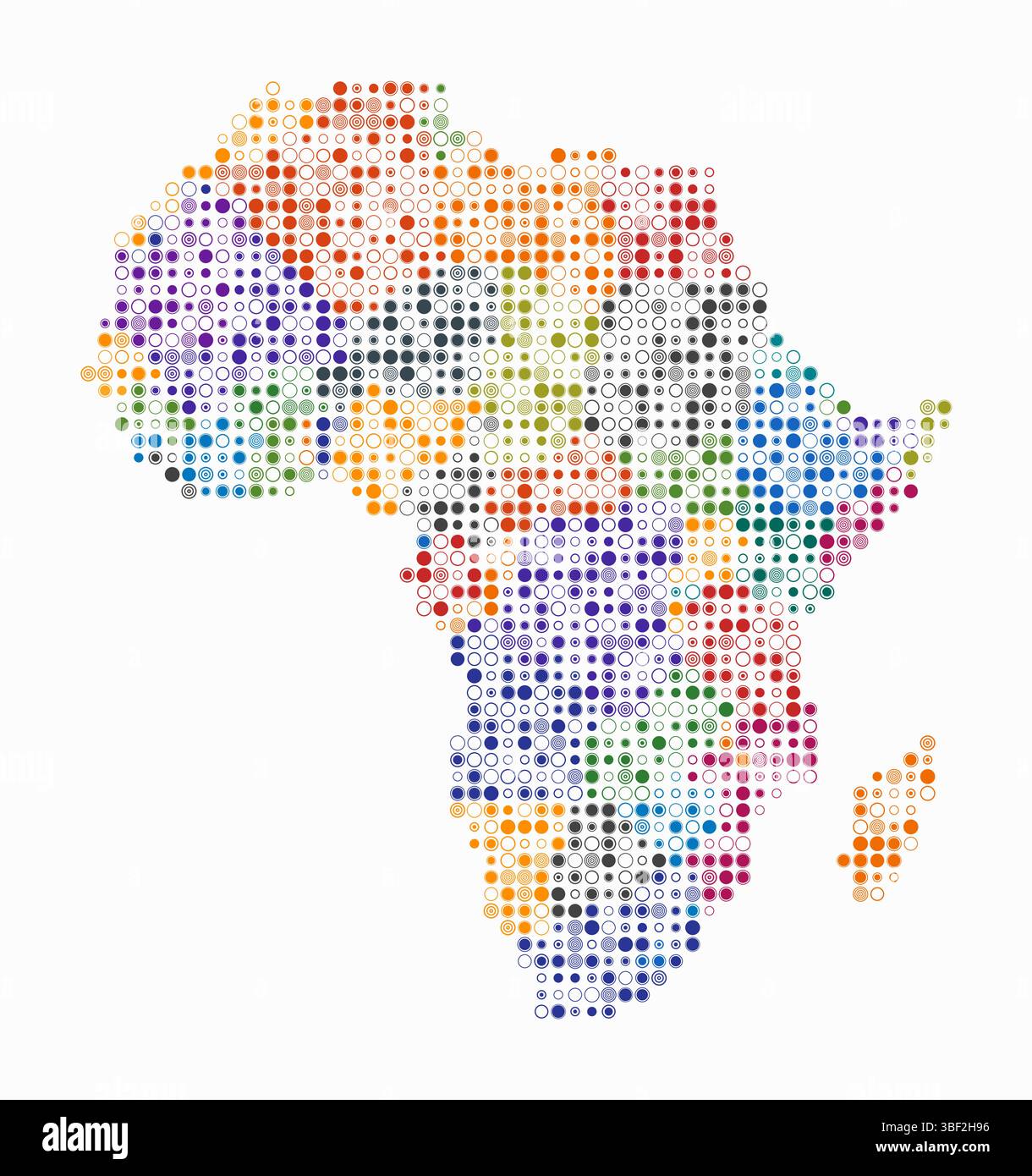 Africa, shape of the continent built of colored cells. Digital style ...