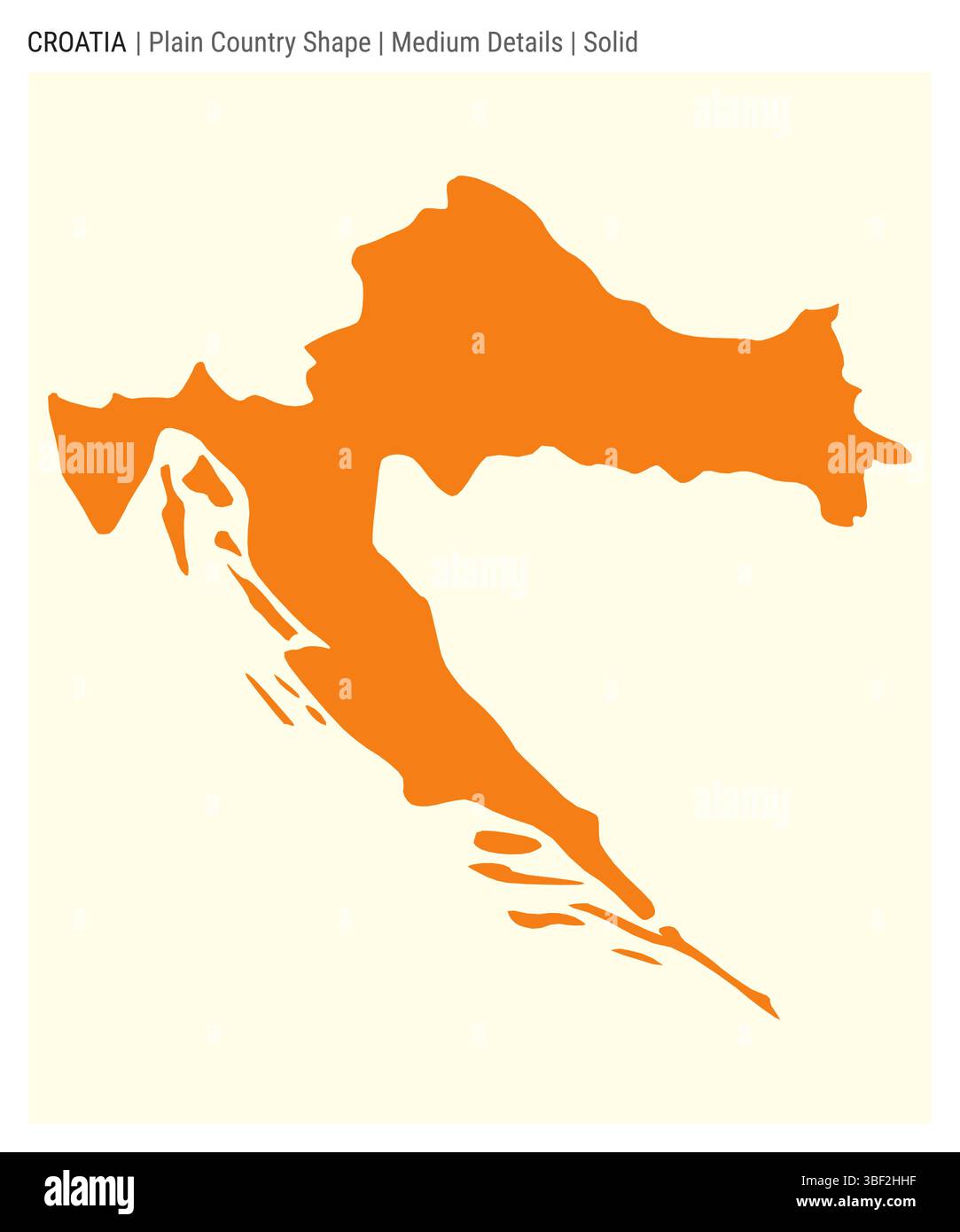 Croatia plain country map. Medium details. Solid style. Shape of ...