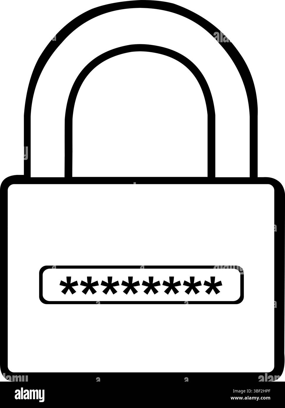 vector illustration drawing black and white icon padlock password ...
