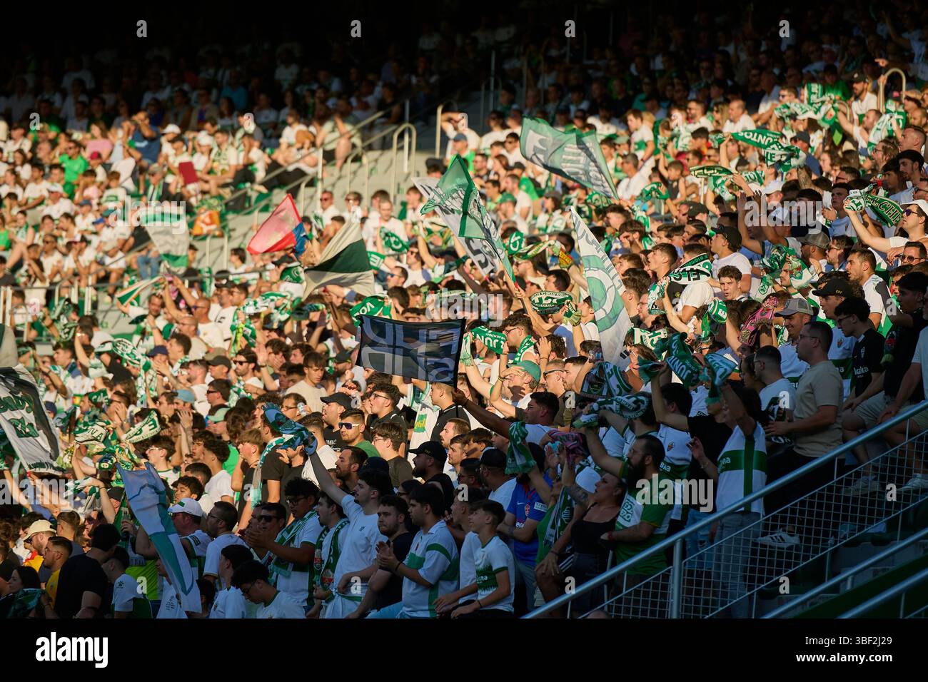 Elche, Spain. 25th May, 2025. ELCHE, SPAIN - MAY 25: Fans of Elche CF ...