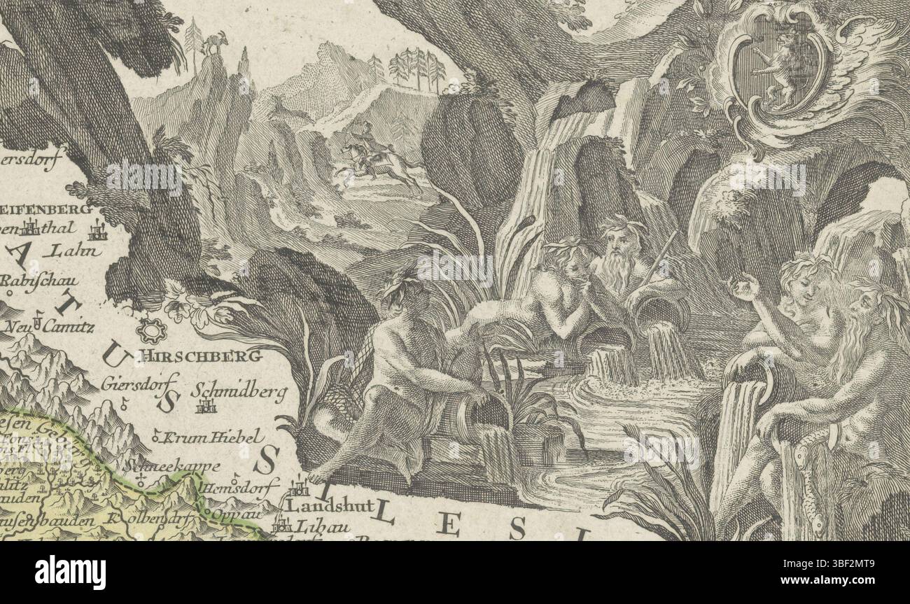 River gods and goddesses in landscape, verso - stamped, A group of five ...