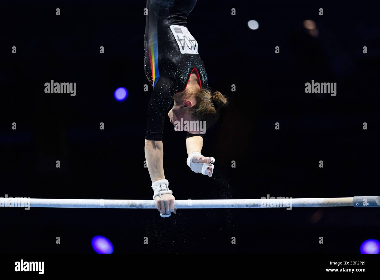 Ana Barbosu (ROU) competes on uneven bars during the 2025 European ...