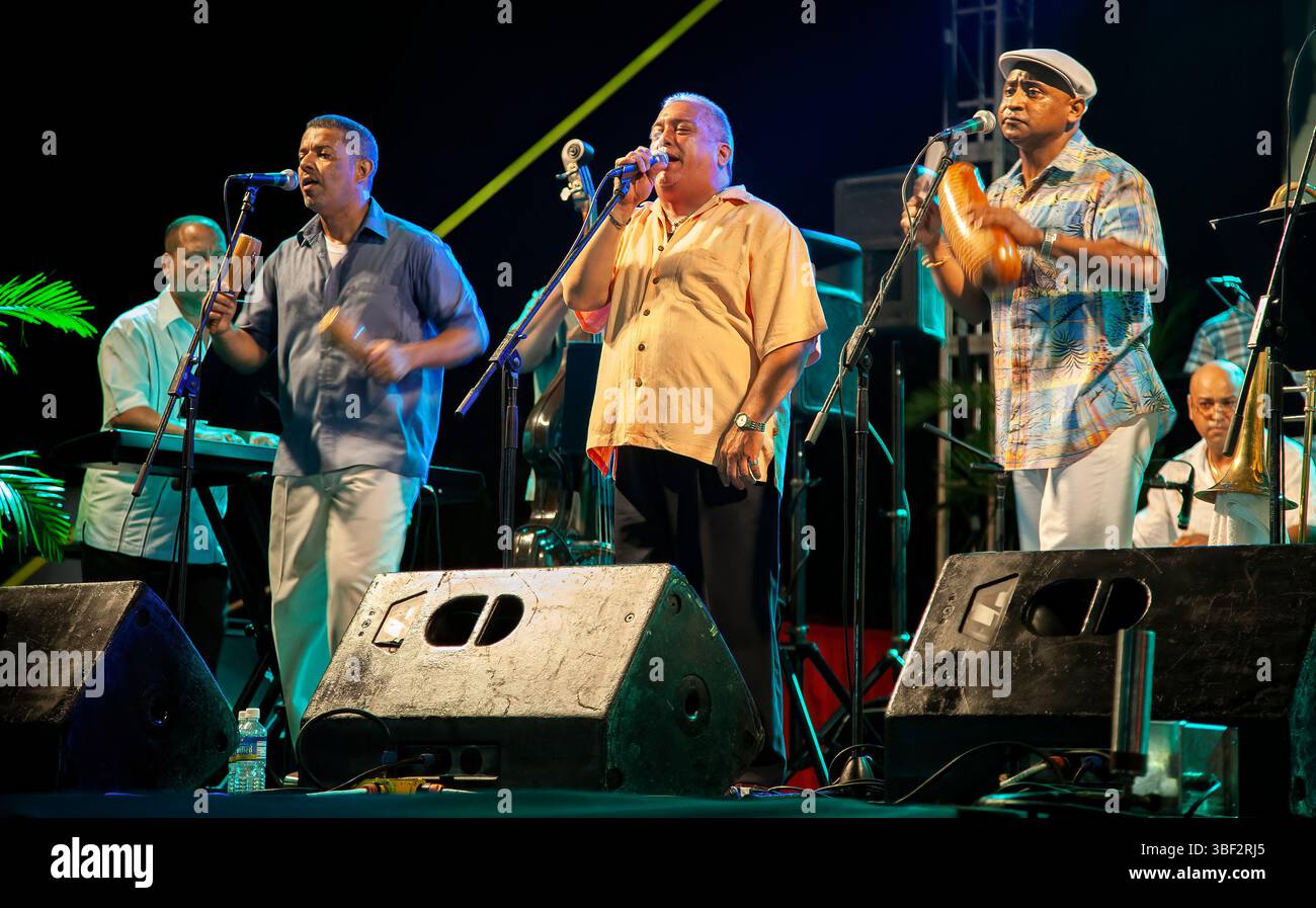 Salsa band performing at fiesta patronales (patron saint feast ...