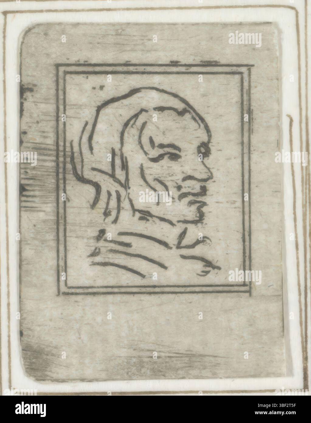 Face, print, height 35 mm, width 26 mm, printmaker, 1700 - 1900, paper ...