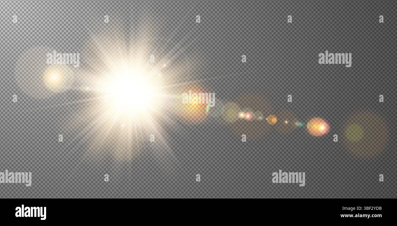 Realistic Lens Flare Effect with Glowing Rays Stock Vector Image & Art ...