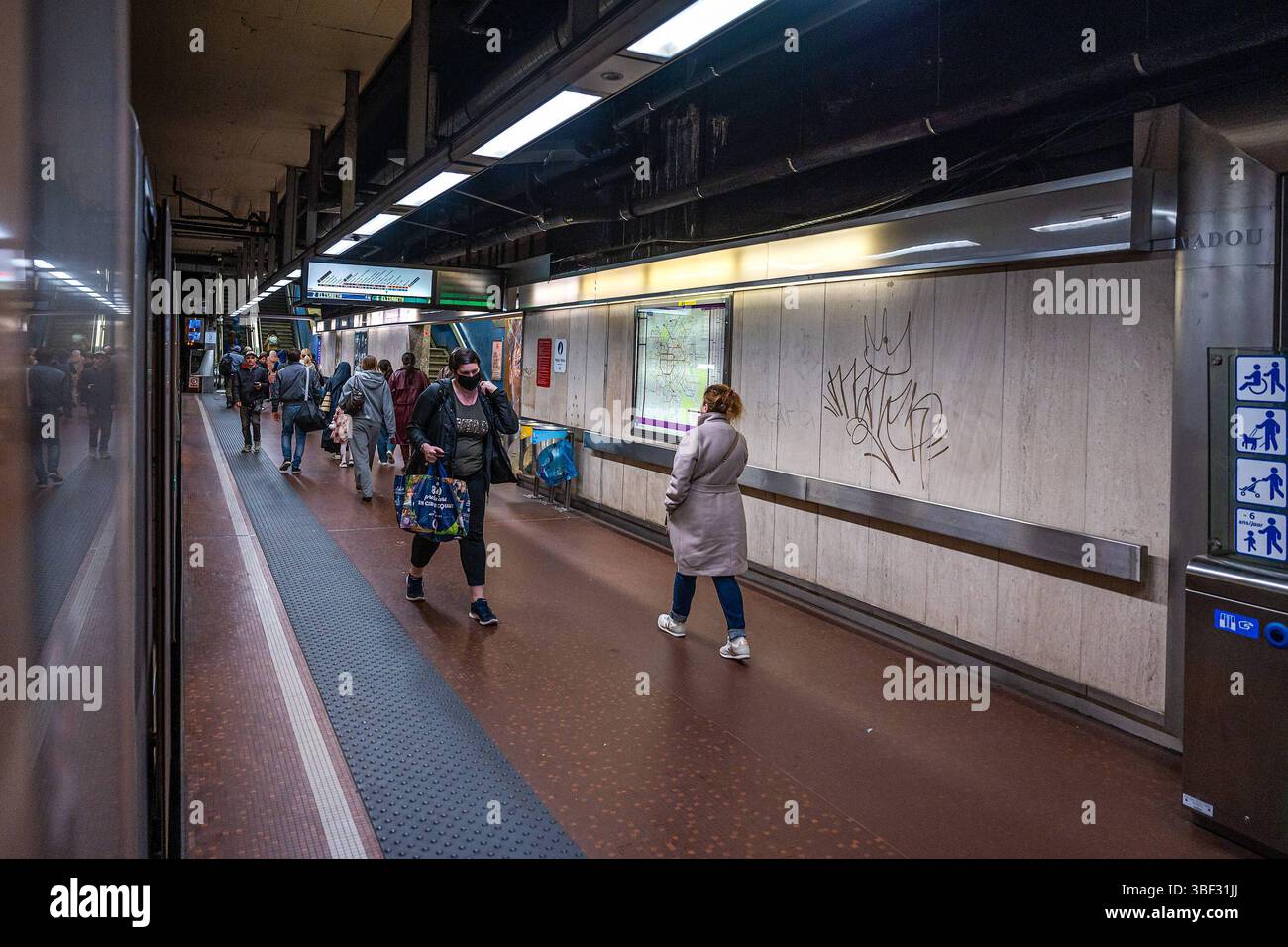 The Madou underground metro station in Brusels, Belgium 28 May 2025 ...