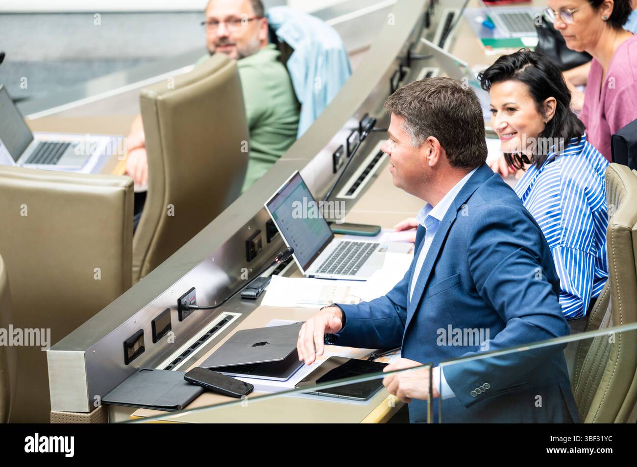 Tom Ongena Open VLD at the Flemish parliament plenary meeting in ...