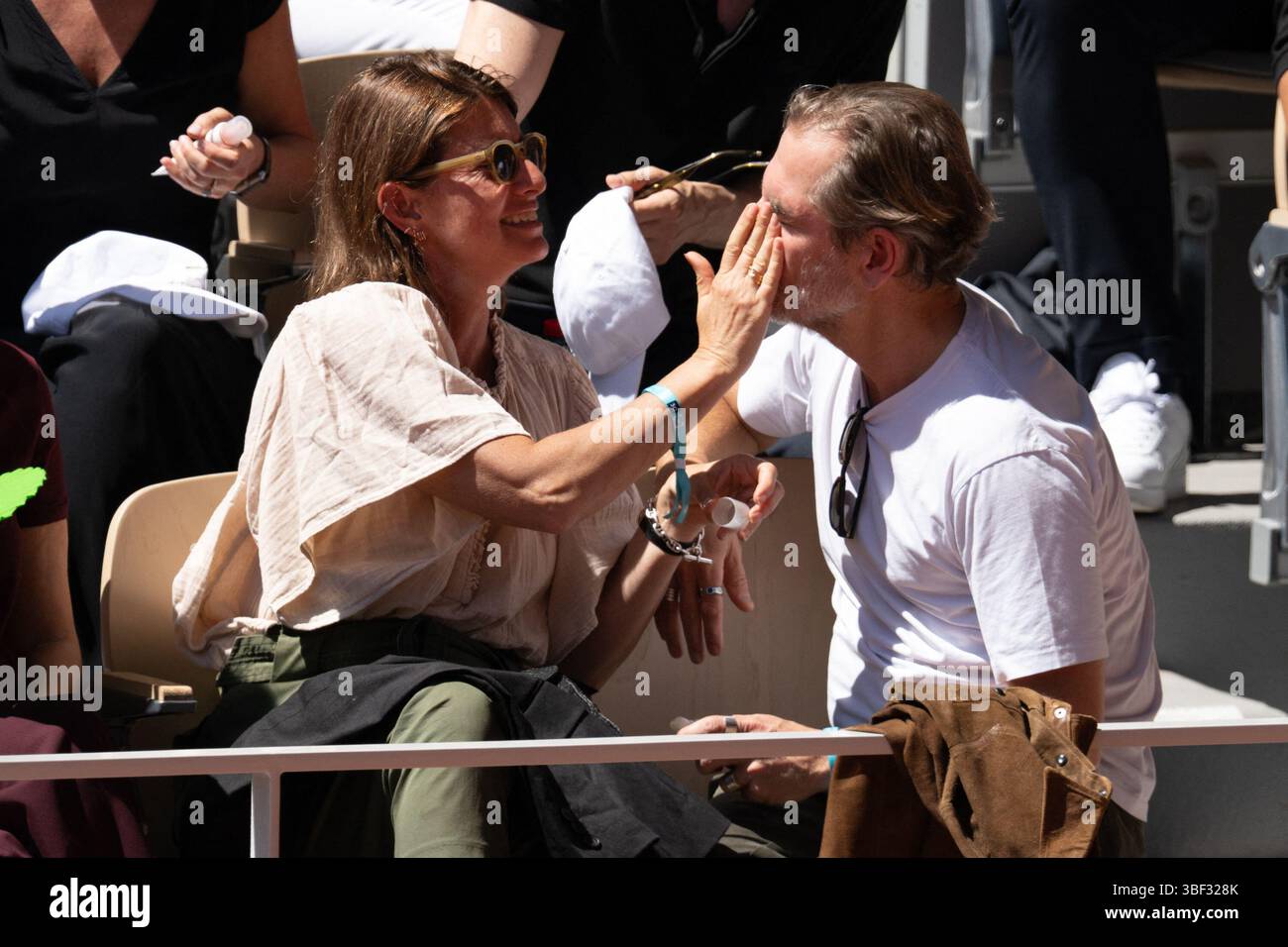 Constance Labbe and Tom Leeb attend the Roland Garros 2025 tournament ...