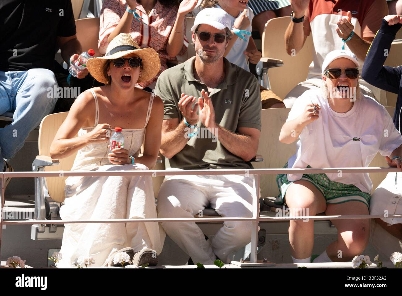 Constance Labbe, Tom Leeband Emma Petters attend the Roland Garros 2025 ...