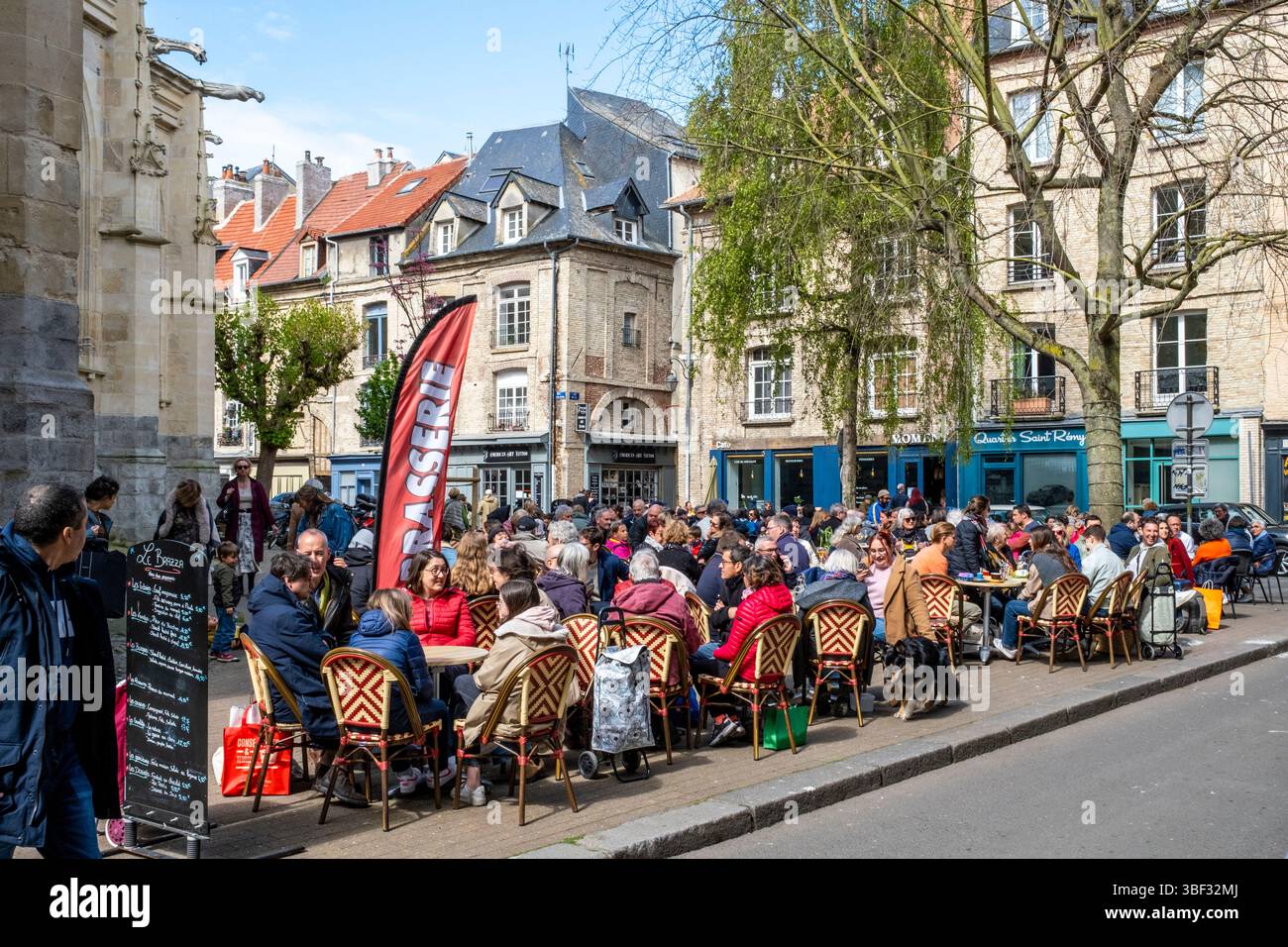 Local People Sitting Down At La Brazza Cafe/Restaurant, Dieppe, Normandy, France Stock Photo - Alamy