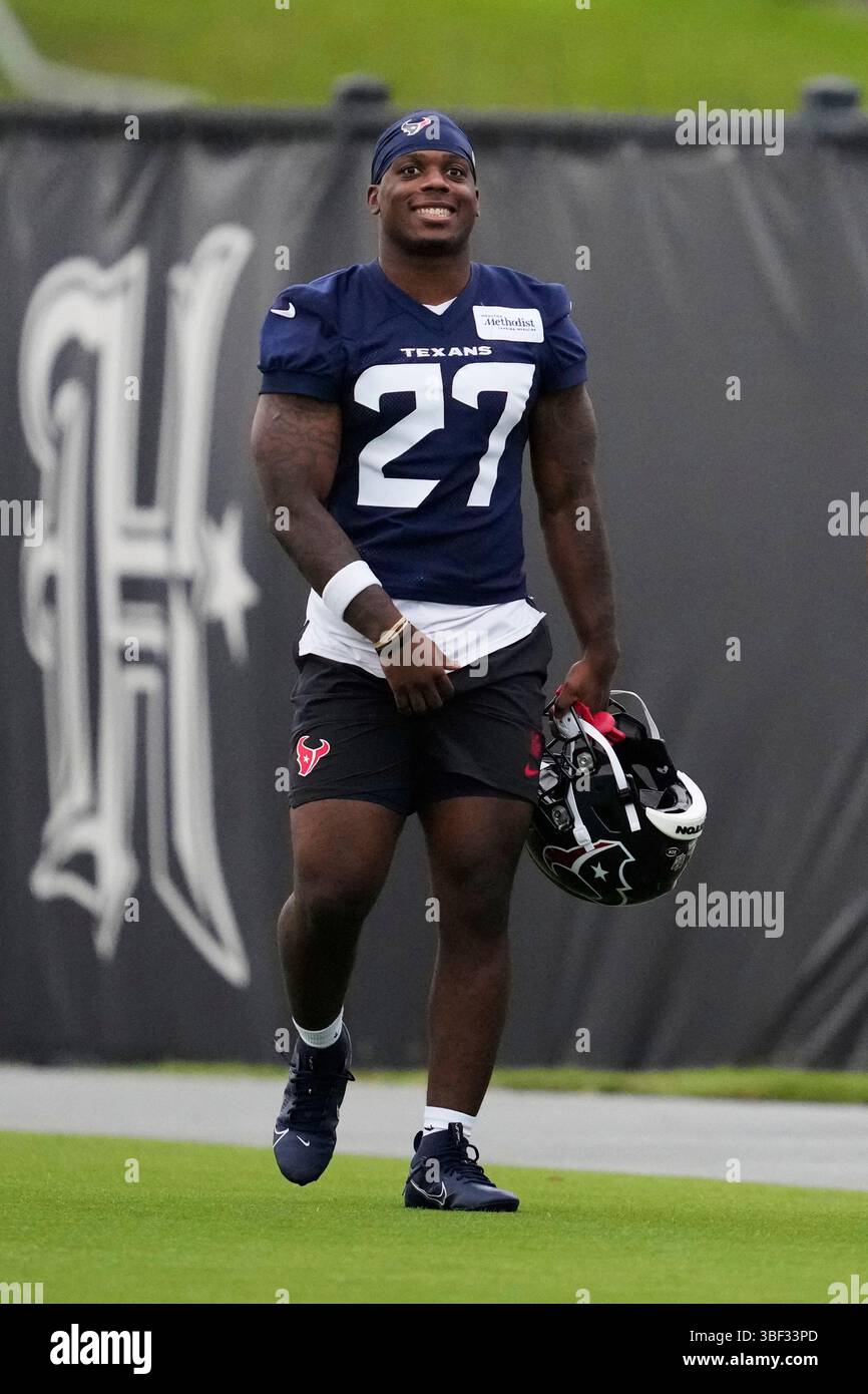 Houston Texans running back Woody Marks walks to a practice field ...