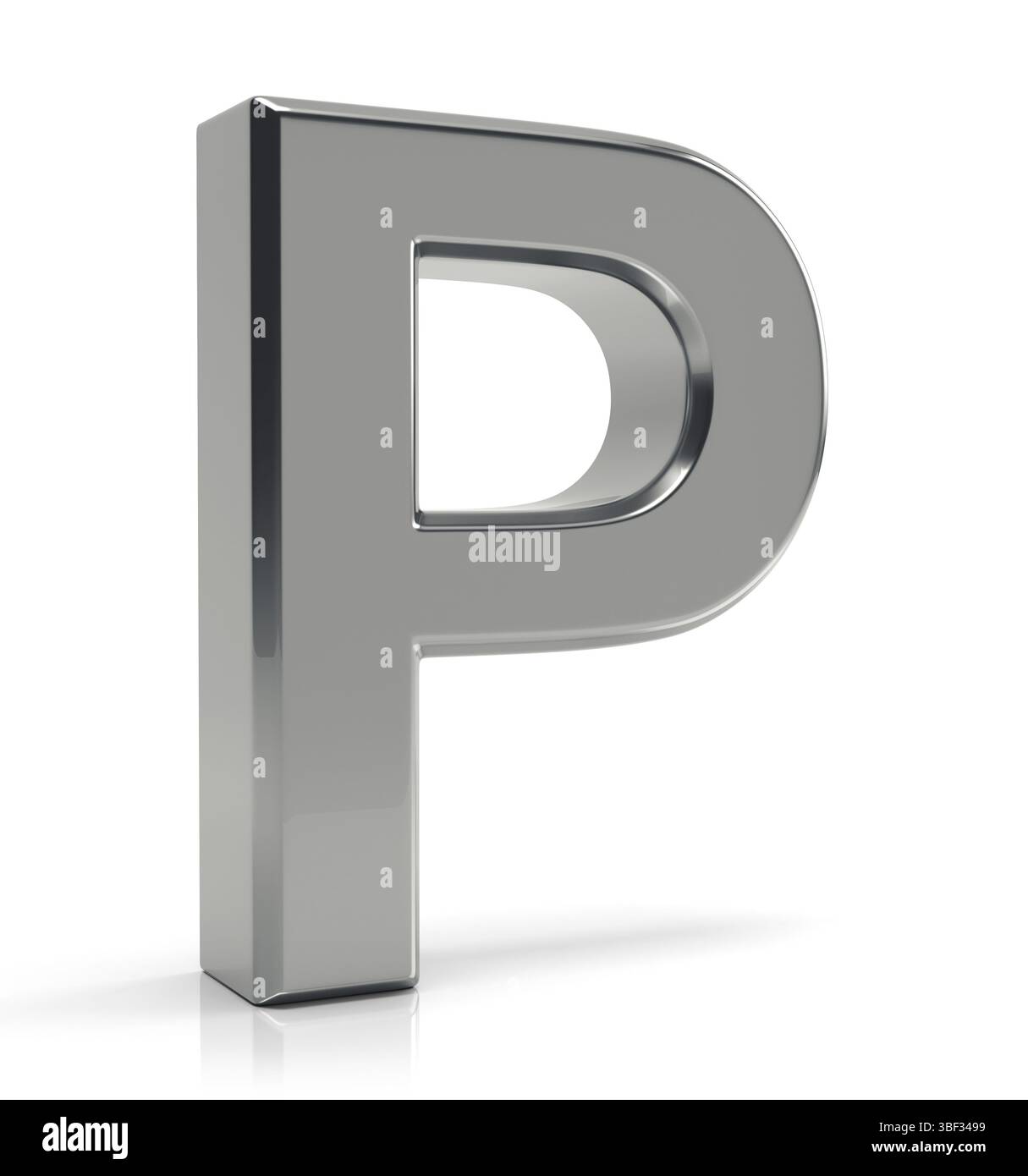 3D silver letter P isolated on white background Stock Photo - Alamy