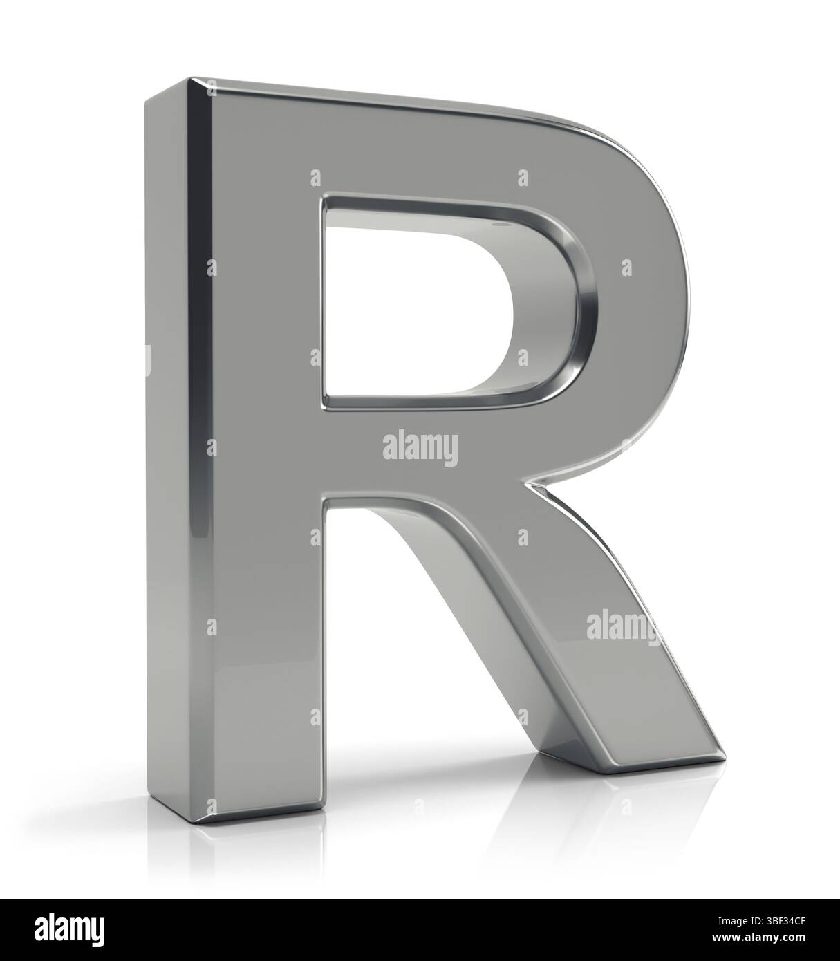 3D silver letter R isolated on white background Stock Photo - Alamy
