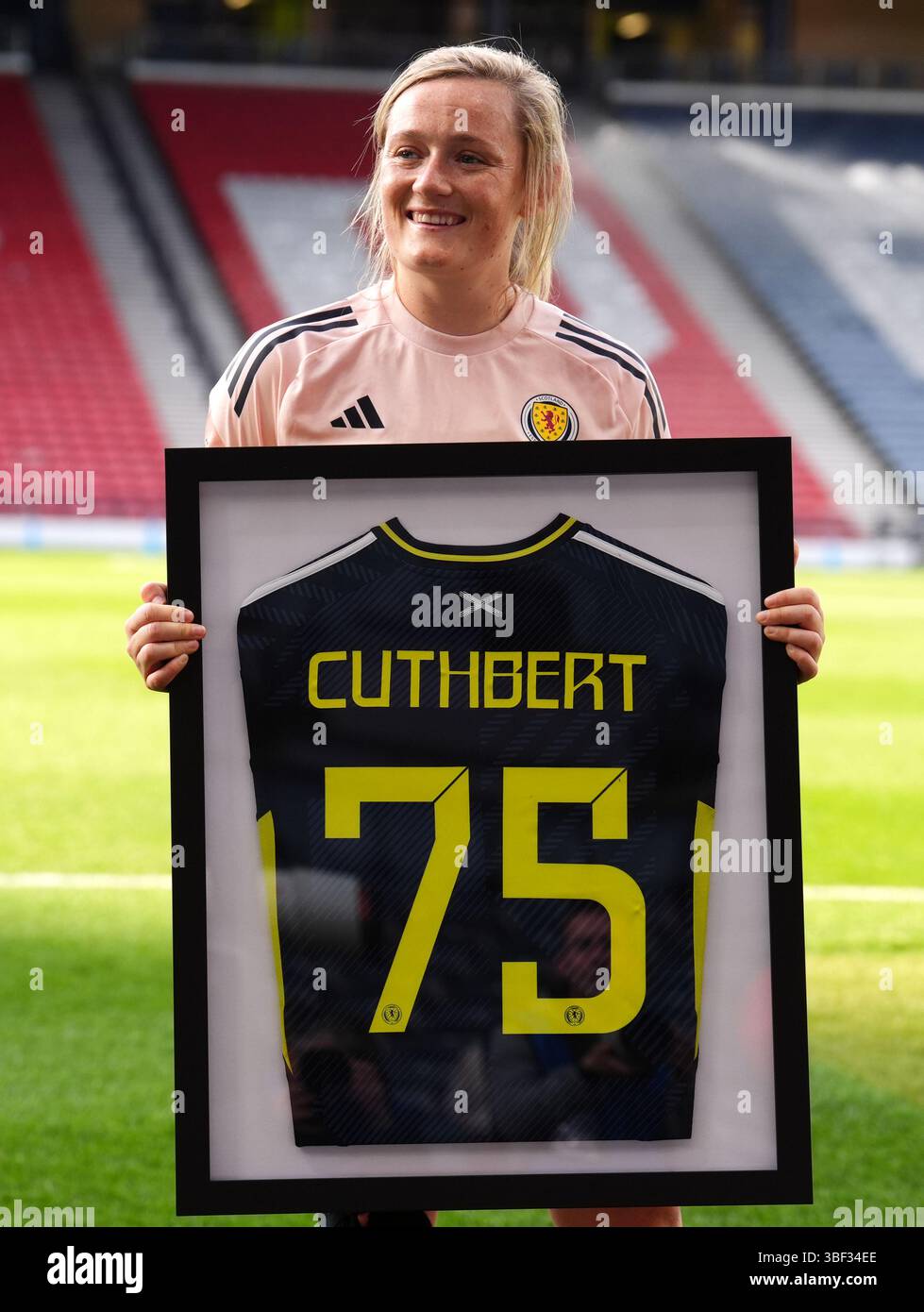Scotland's Erin Cuthbert presented with a shirt to mark her 75th cap ...