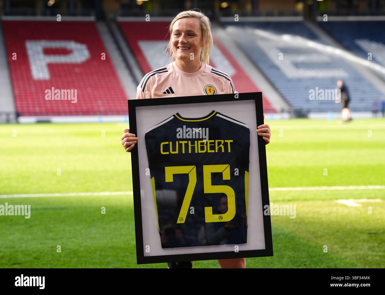 Scotland's Erin Cuthbert presented with a shirt to mark her 75th cap ...