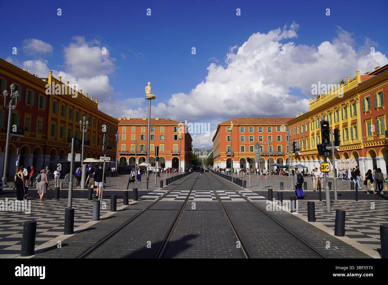 An overview on Place Masséna Square, Sunshine, Nice, France Stock Photo ...