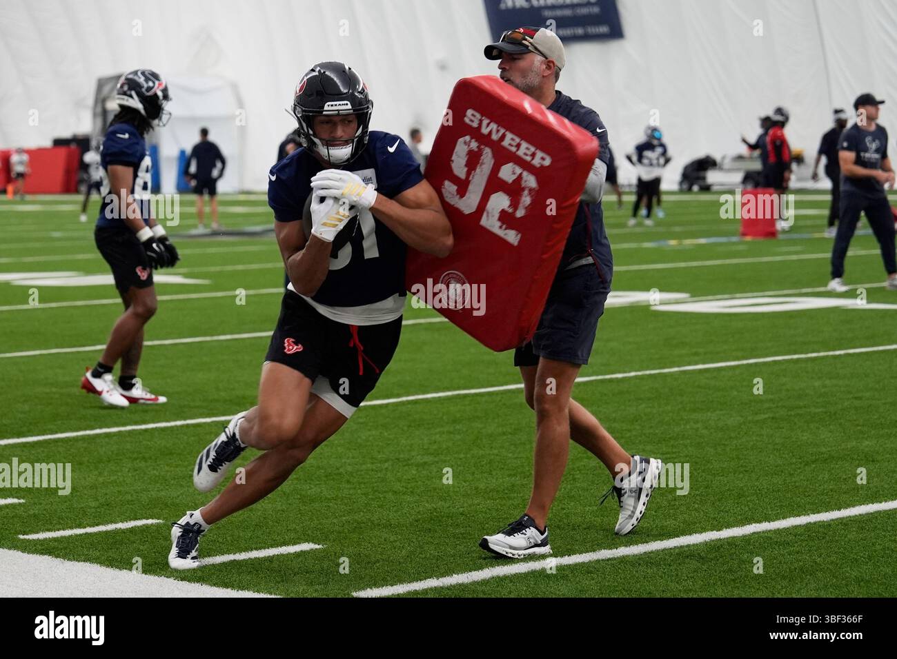 Houston Texans wide receiver Jayden Higgins (81) works out during NFL ...