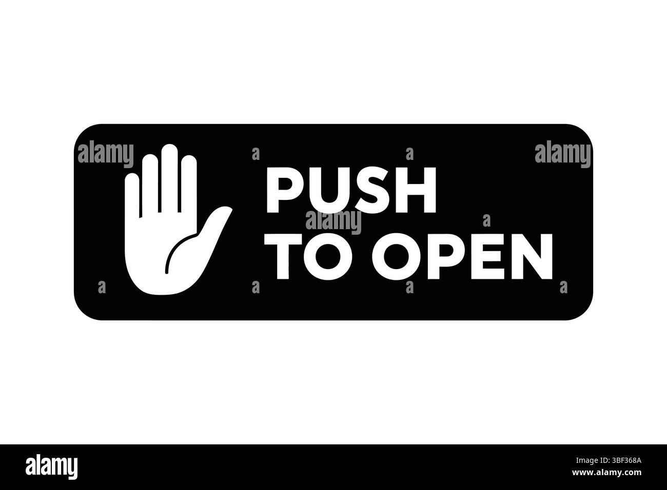 Push to open sign, rectangular, with hand symbol, for doors, vector ...