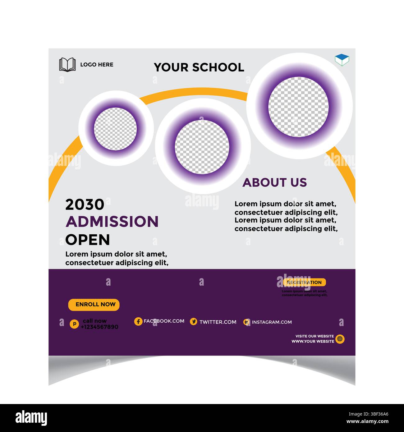 2030 School Admission Open Social Media Template, or Modern School Admission 2032 Social Media ...