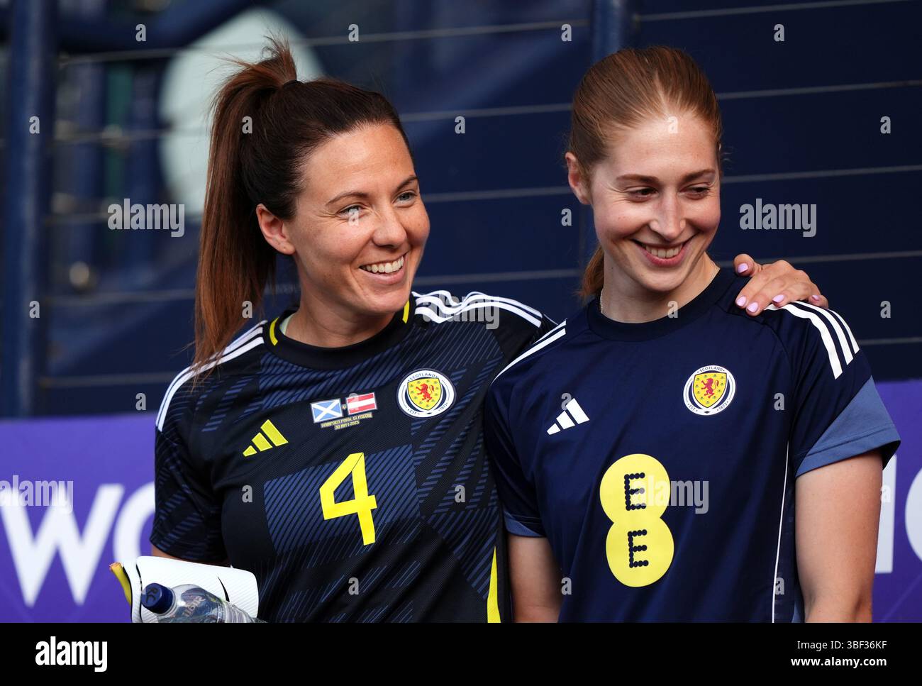 Scotland's Rachel Corsie and goalkeeper Sandy MacIver ahead of the UEFA ...