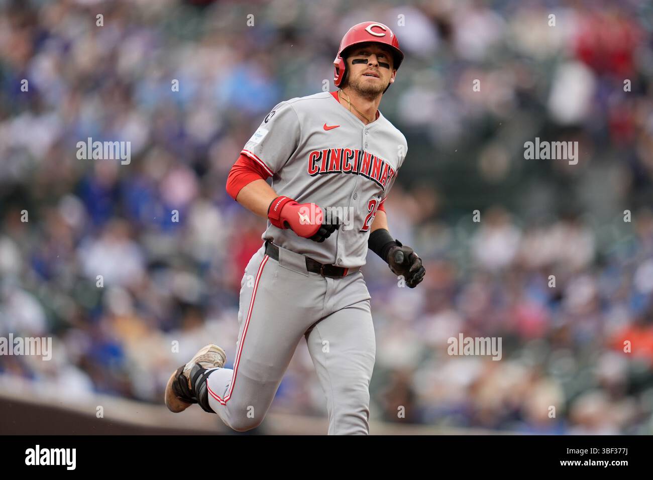 Cincinnati Reds' TJ Friedl (29) runs the bases after hitting a home run ...