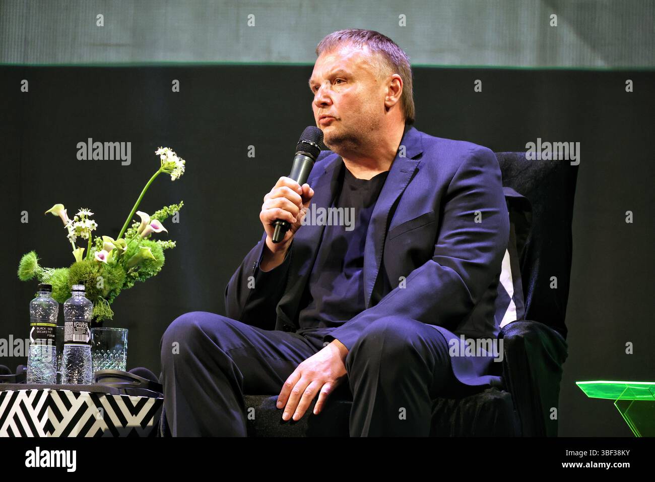 Ukrainian political scientist Vadym Denysenko participates in a panel ...