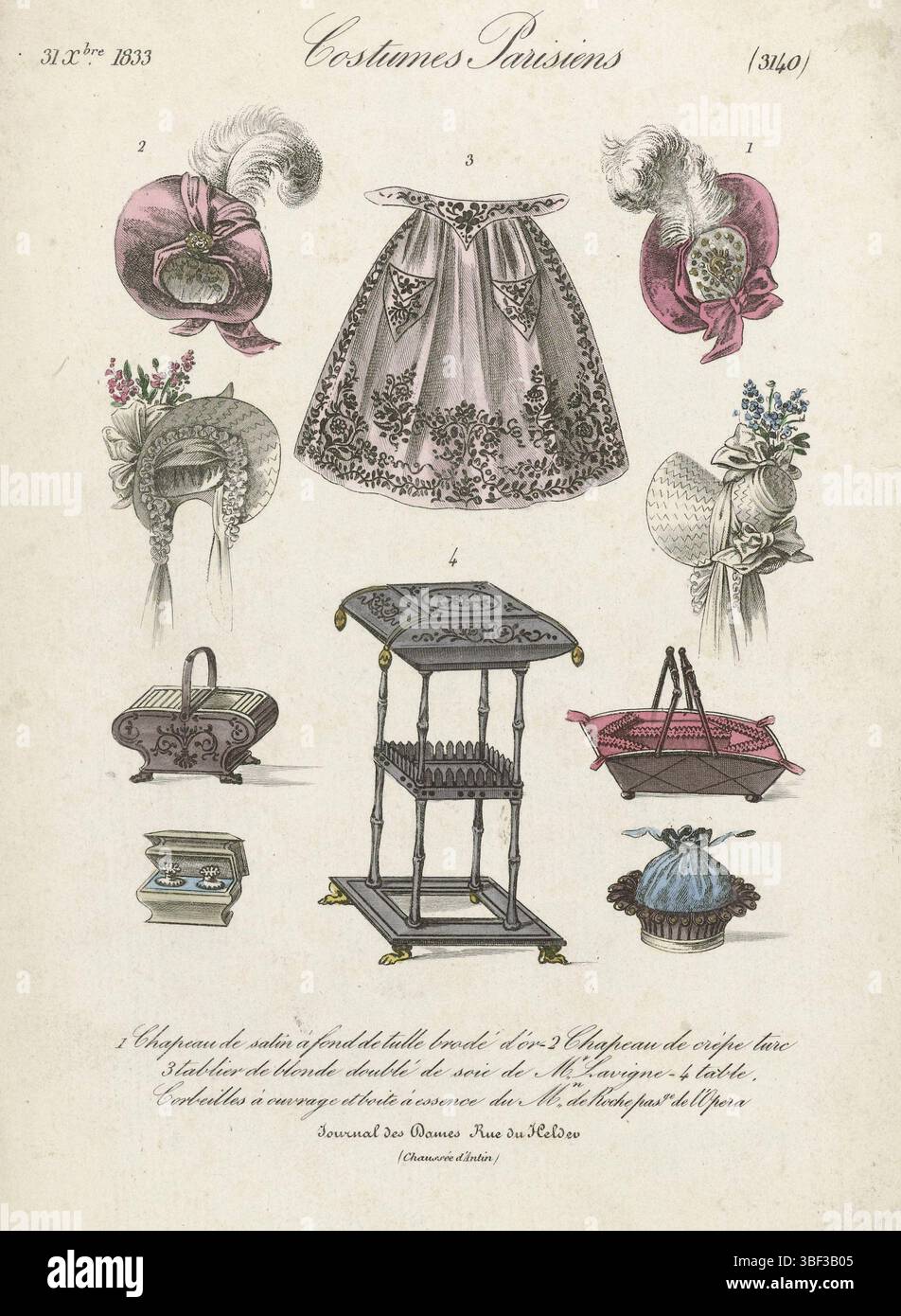 Journal des Dames et des Modes, Costumes Parisiens, 31 décembre 1833 ...