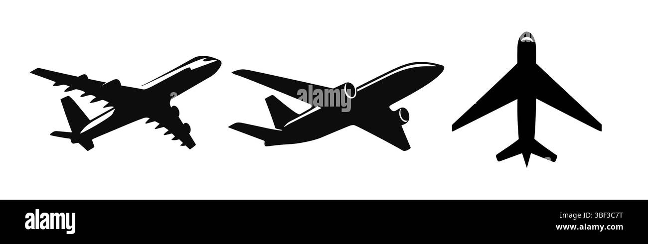 Airplane passenger travel back silhouette icon. Aeroplane vector icon ...