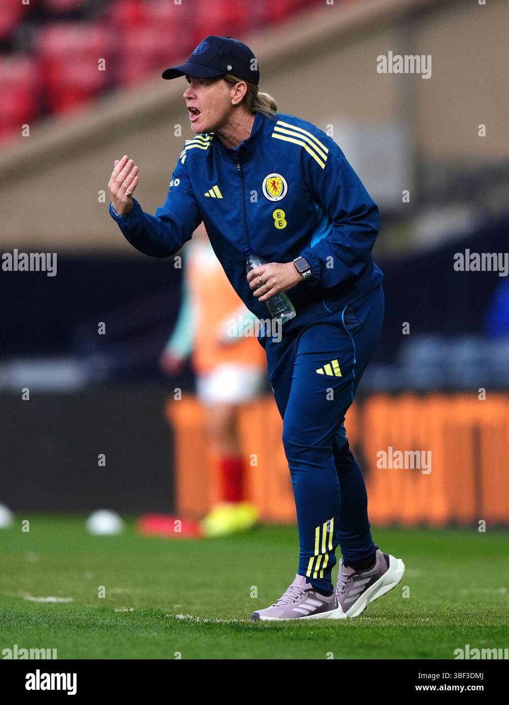 Scotland manager Melissa Andreatta gestures on the touchline during the ...