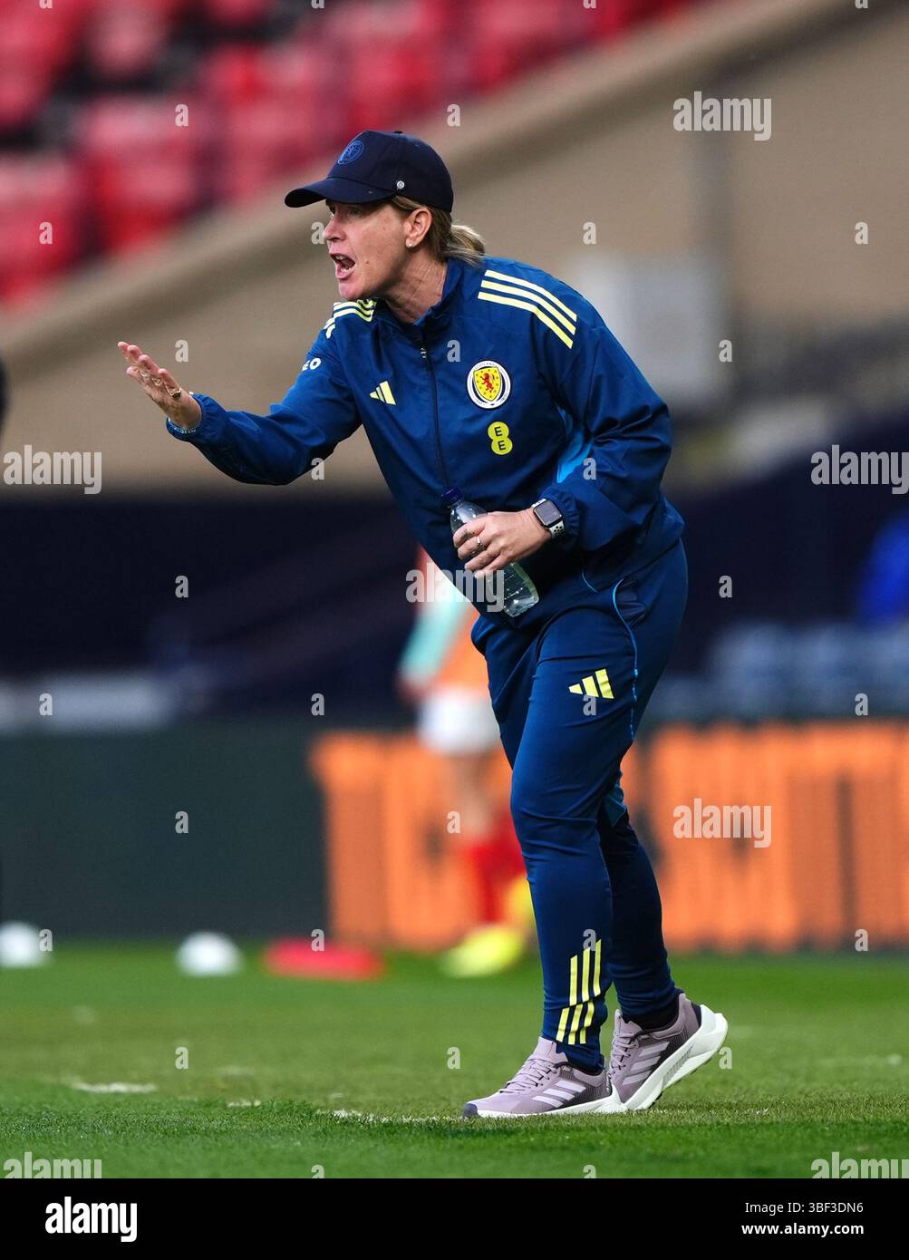 Scotland manager Melissa Andreatta gestures on the touchline during the ...
