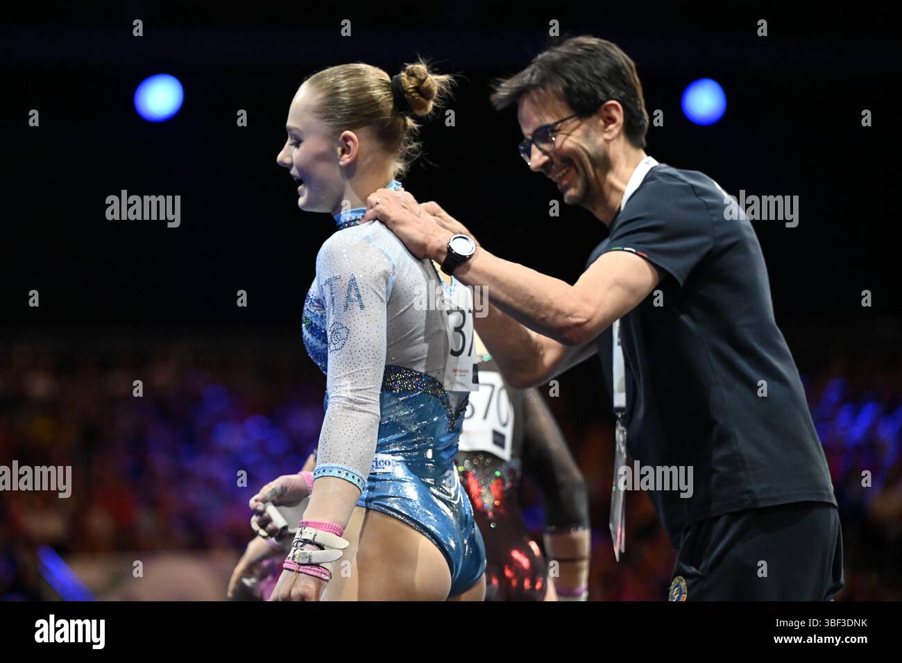 Leipzig, Germany. 30th May, 2025. Tonelli Sofia (ITA) UB with the coach ...