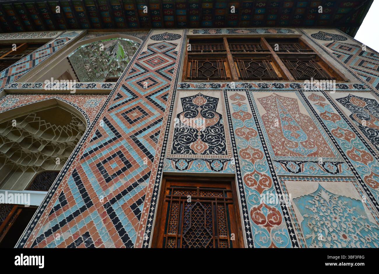 A view of the Khan Palace in the historical city of Sheki, Azerbaijan ...