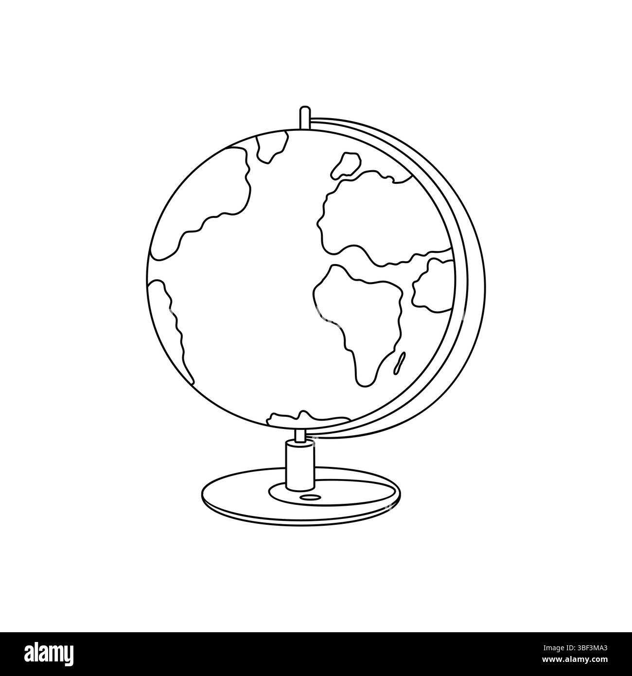 Globe simple minimalist hand drawn outline vector illustration, planet ...