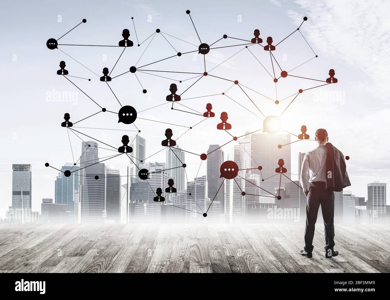 Social connection concept drawn on screen as symbol for teamwork and ...