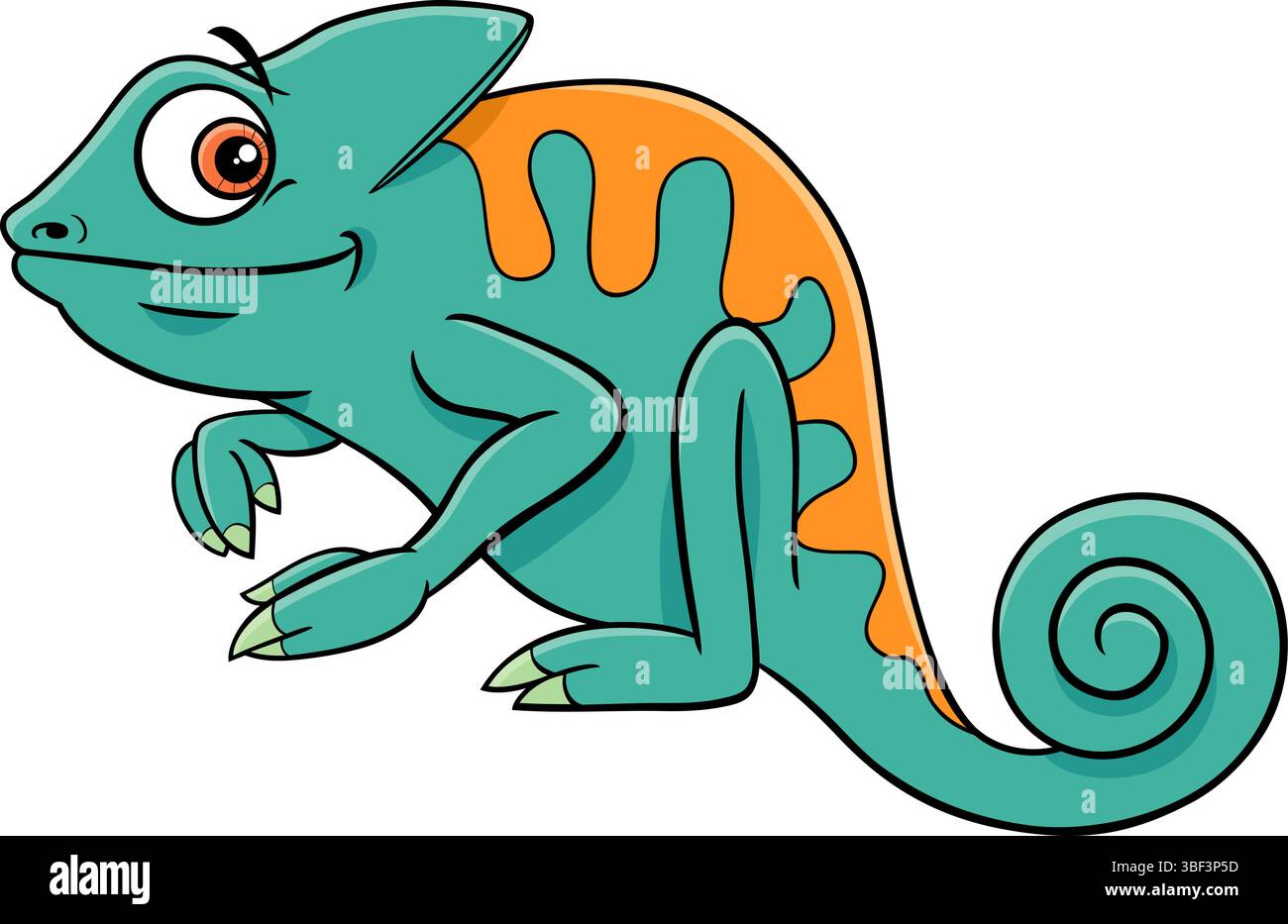 Cartoon illustration of cute chameleon reptile animal character Stock ...
