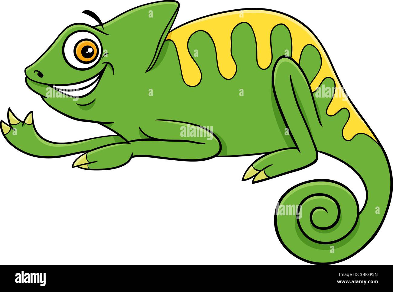 Cartoon illustration of happy chameleon reptile animal character Stock ...