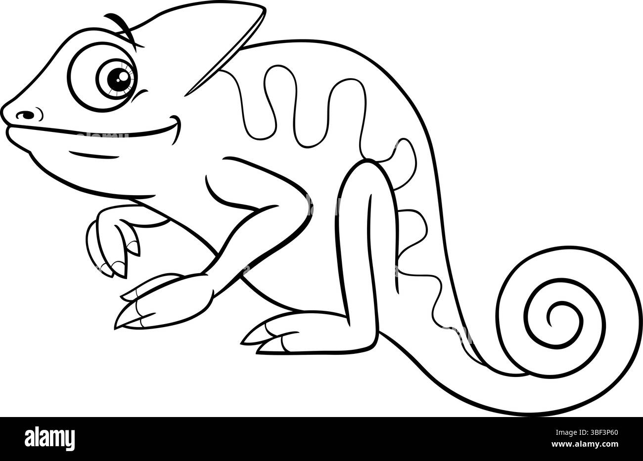 Cartoon illustration of cute chameleon reptile animal character ...