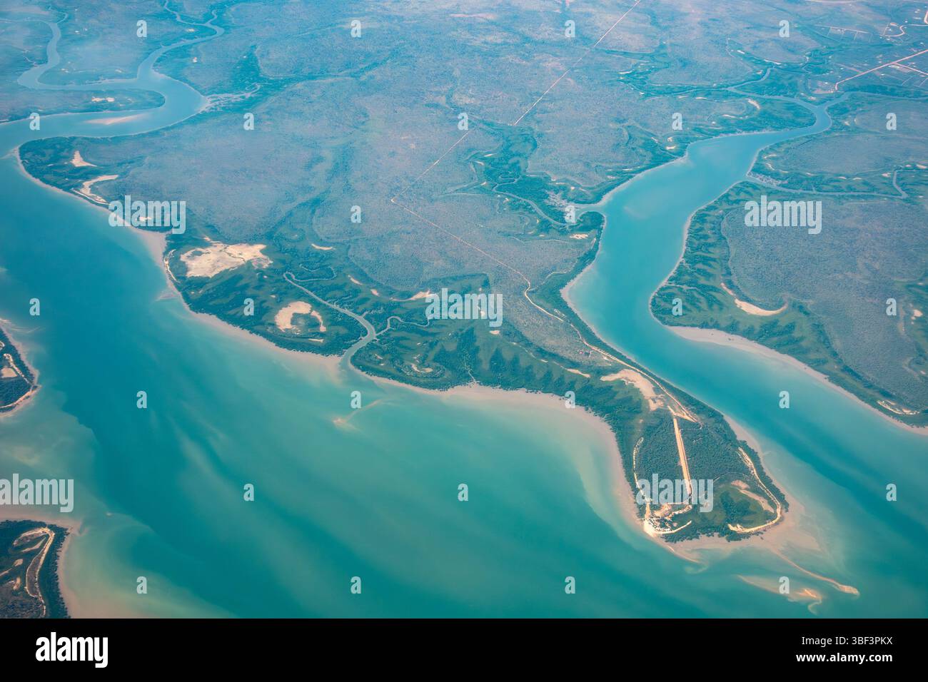 Darwin Australia -May 10 2025; Aerial city shots leaving Darwin to fly ...