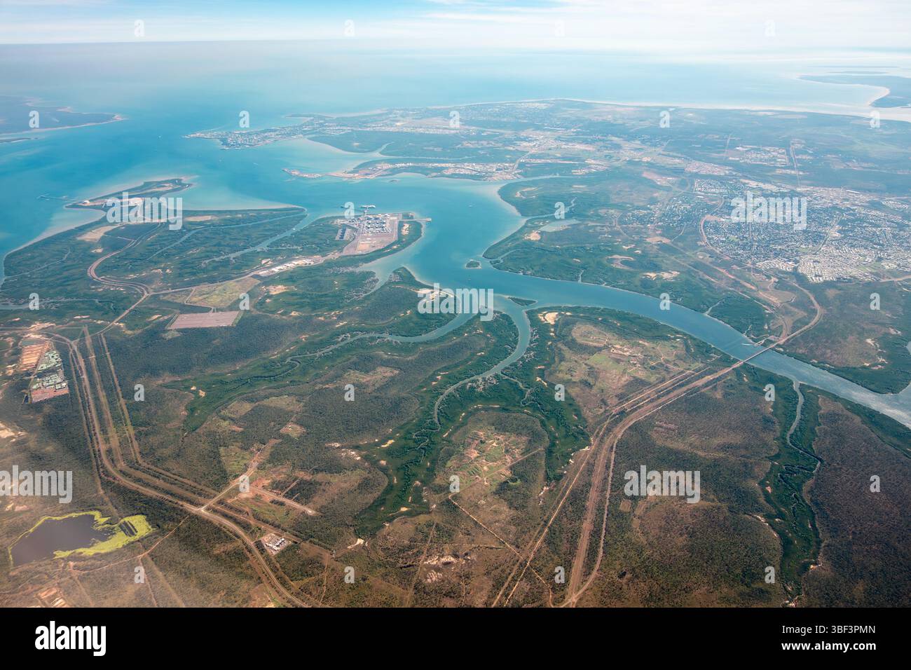 Darwin Australia -May 10 2025; Aerial city shots leaving Darwin to fly ...
